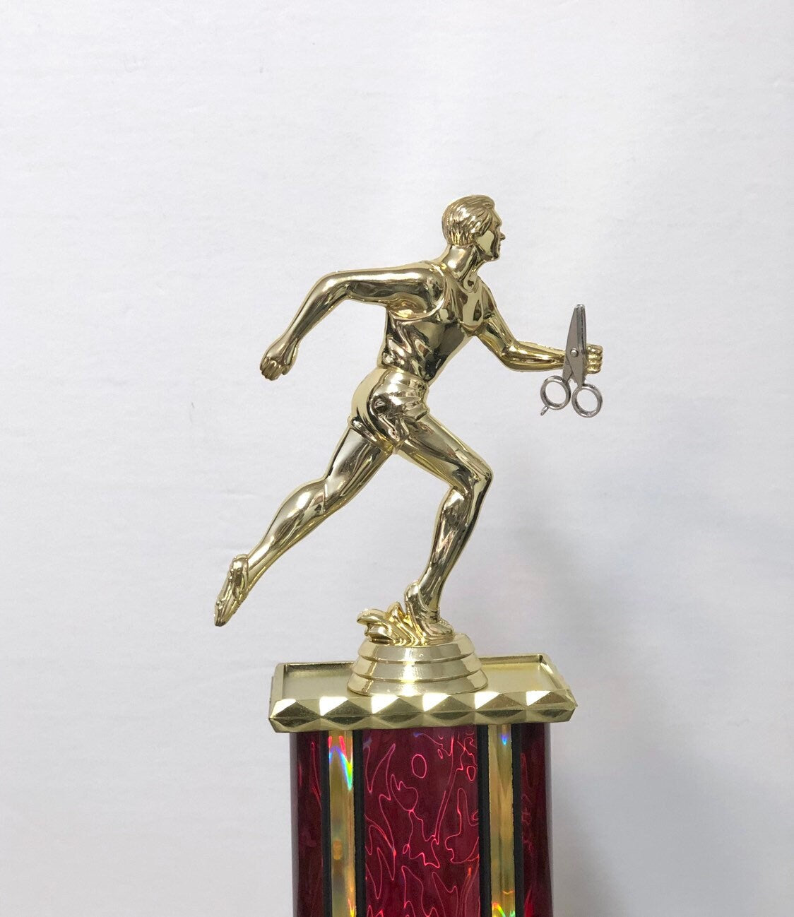 Successfully Runs With Scissors Funny Trophy Gag Gift For Runner Jogge ...